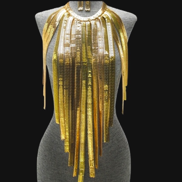 Jewelry | Restockedgold Long Fringe Metal Statement Body Chain Necklace ...